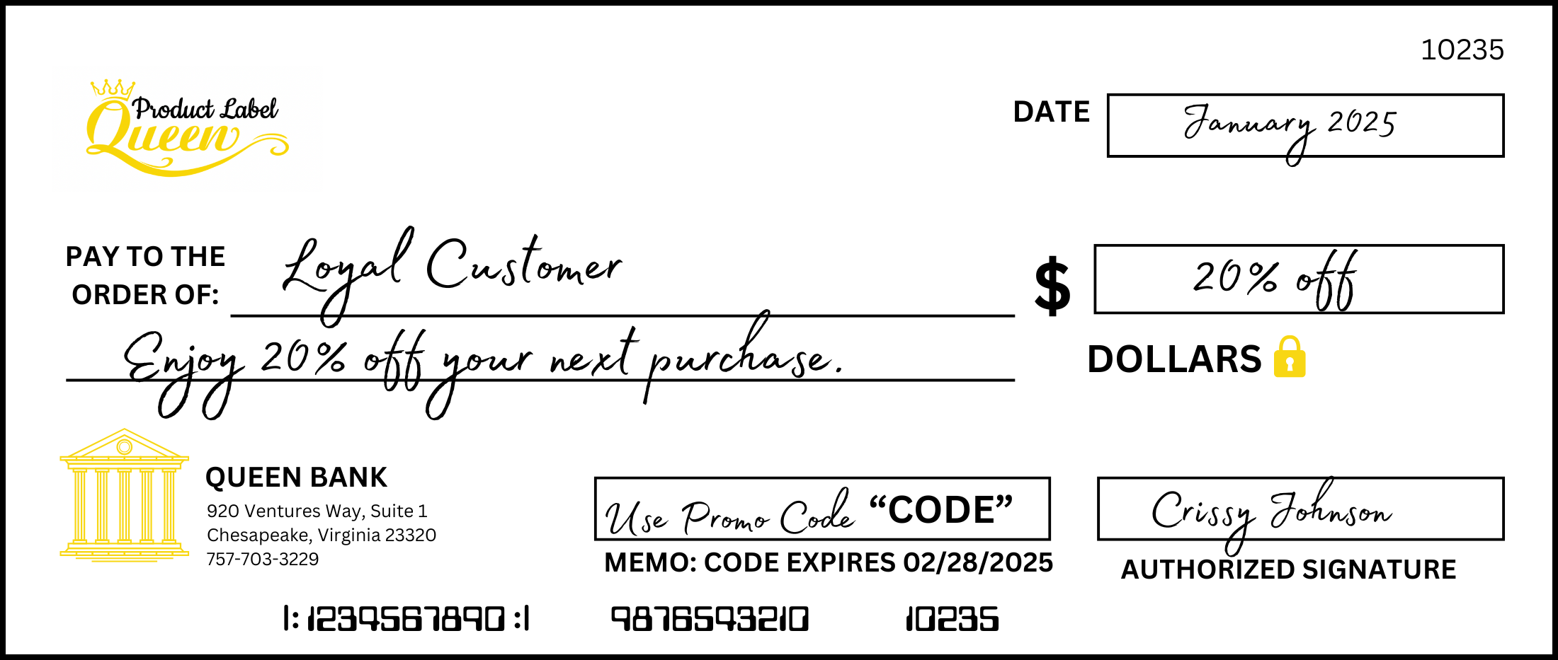 Promo Checks – Product Label Queen